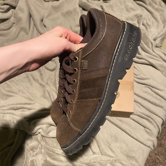 Skechers | Shoes | Vintage 9s Brown Leather Sketchers Sneakersloafers ...